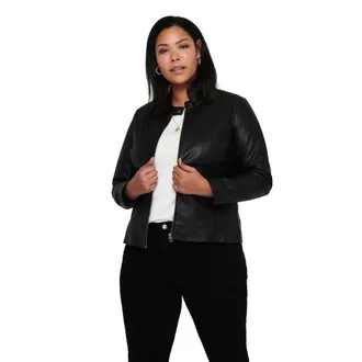 Only Carmakoma Damen Carrobber Faux Leather Jacket Noos Lederjacke, Schwarz, 52 EU