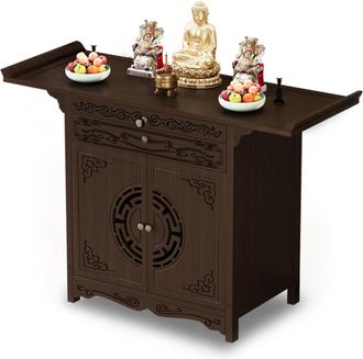 Generic Beliebter buddhistischer Altartisch mit Schrank, Meditationsaltar mit Stauraum f&uuml;r Zuhause und Tempel, vielseitiger Aufbewahrungstisch mit Schrank f&uuml;r