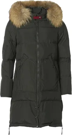 Danwear Femme, Manteaux, Vert, Taille: 48 FR Veste militaire élégante en vraie fourrure