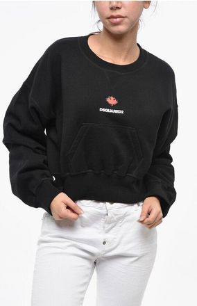 Dsquared2 Cropped Crew-Neck Sweatshirt with Embossed Logo size Xxs