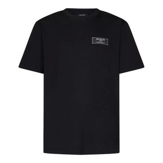Balmain Homme, Tops, Noir, Taille: M T-shirt col rond noir Ss25