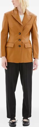 Marni Lederjacke mit Knopfverschluss - Braun