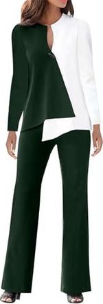 Generic Tenue 2 pi&egrave;ces pour femme, formelle, &eacute;l&eacute;gante, &agrave; manches longues et jambes larges, blazer, ensemble assorti pour mariage, bal, soir&eacute;e, pantalon de m&egrave;r