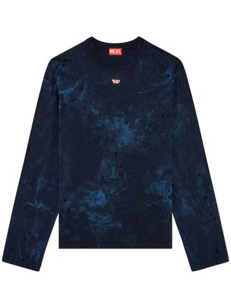 Diesel sweat T-CRANE-LS-N2 &agrave; effet us&eacute; - Bleu