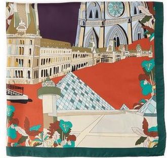 Au Printemps Paris Foulard en soie &agrave; motif
