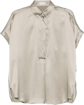 Brunello Cucinelli Femme, Blouses et Chemises, Vert, Taille: 40 FR Chemise en soie