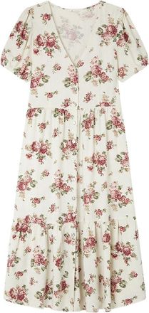 Springfield Damen 7.t.a.Vestido Midi Mc Lino Cortes Print L&auml;ssiges Kleid, Braun Bedruckt, 32