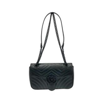 Gucci Pre-owned GG Marmont Schultertasche aus gestepptem Chevron-Leder - - Pre-owned - Damen - Schwarzk - ONE SIZE