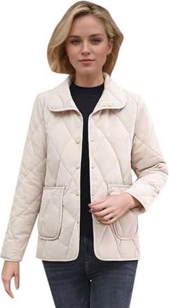 Generic Veste matelass&eacute;e l&eacute;g&egrave;re pour femme avec col &agrave; revers - Manteau dhiver d&eacute;contract&eacute; 2026, blanc, XXL