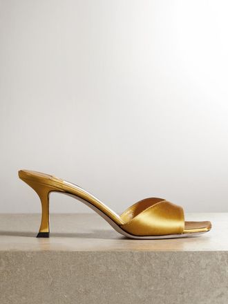 Jimmy Choo London Mules En Satin Skye 70mm - Jaune