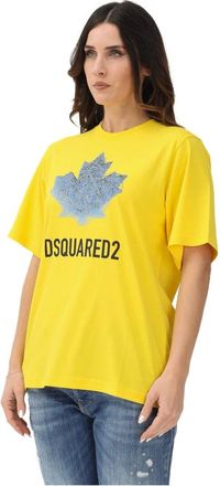 Dsquared2 Femme, Tops, Jaune, Taille: 36 FR T-shirt &agrave; manches courtes