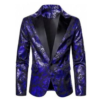 Generic Veste pour homme - Motif cachemire - Blazer de luxe - Coupe ajust&eacute;e - &Eacute;l&eacute;gante veste de costume &agrave; un bouton - Avec revers noir - Pour mariage, carnava