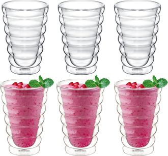 Wilmax England Wilmax - Thermogläser Bubble - 400 ml - 6er-Set - Doppelwandige Gläser für Wasser, Tee, Kaffee - Teegläser & Kaffeegläser - Gläser für Heiß- und Kaltg