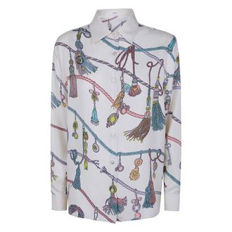 Versace Hemd aus bedrucktem Seidencrespe - - Blouses & Shirts - Damen - Mehrfarbig - S