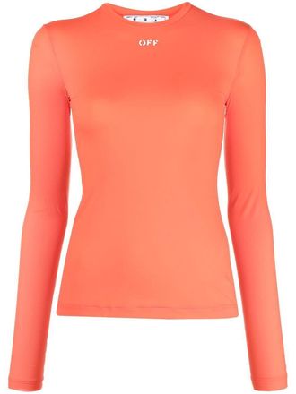 Off-white Langarmshirt mit Logo-Print - Orange