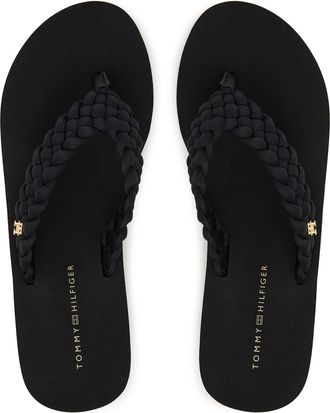 Tommy Hilfiger Zehentrenner Tommy Hilfiger Th Wedge Braided Summer Sandal FW0FW09198 Schwarz