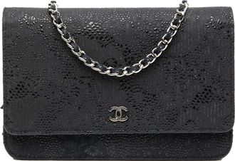 Chanel Hobo Bags - CC Lace Overlay Goatskin Wallet On Chain - Gr. unisize - in Blau - f&uuml;r Damen