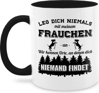 Shirtracer Tasse Tassen 325ml - Leg dich niemals mit meinem Frauchen an - Hundebesitzerin Lustig Geschenk Geschenke Hunde Frauchen Hundeliebhaberin - 325 ml - Sc