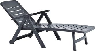 tidyard Klappliege Klappbar Sonnenliege Witterungsbeständig Gartenliege Strandliege Kunststoff Anthrazit