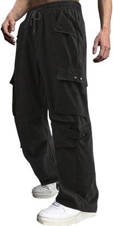 Generic Pantalon cargo pour homme - Pantalon baggy de parachute - Streetwear - &Eacute;lastique - Cordon de serrage - Pantalon de surv&ecirc;tement l&eacute;ger - Jambe large - P