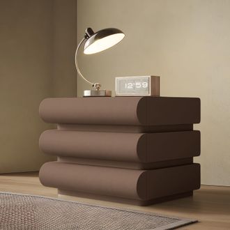 Generic Nachttisch Mit 3 Schubladen - Massivholz-Nachttisch Mit Mikrofaserleder Überzogen, Kein Zusammenbau Erforderlich (50 cm B × 50 cm T × 39,9 cm H, Schwa