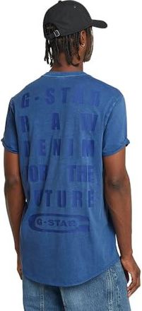 G-Star G-Star Homme T-Shirt Text Back Graphic Overdyed Lash, Bleu (pilot gd D25971-2653-H190), XL