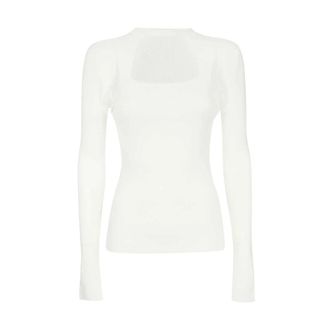 Dondup Gestricktes Top aus Viskosemischung mit Cut-Out-Details vorne - - Tops - Damen - Wei&szlig; - L