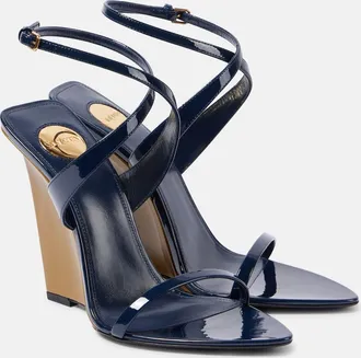 Saint Laurent Wedge-Sandalen Salomé 110 aus Lackleder