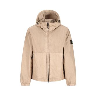 Stone Island Homme, Vestes, Beige, Taille: M Veste &agrave; capuche avec fermeture &eacute;clair &agrave; col montant