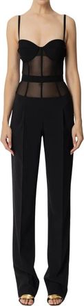 Elisabetta Franchi Femme, Combinaisons et Ensembles, Noir, Taille: 40 FR Pantalon Noir au Design &Eacute;l&eacute;gant