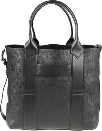 Hogan Shopper & Totes - Textured Leather Structured Handbag With Adjustabl - Gr. unisize - in Schwarz - für Damen