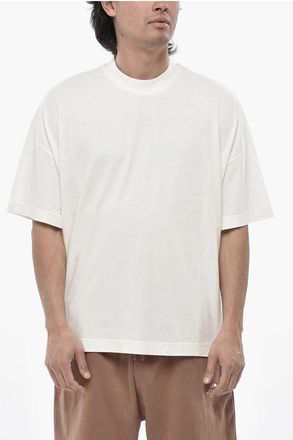 BONSAI ANTONIA Solid-Color Crewneck T-Shirt with Contrast Print size L