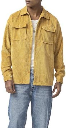 Red Bridge Redbridge by Tarz Cool - Chemise en velours c&ocirc;tel&eacute; - Manches longues - Veste vintage avec poches de poitrine, jaune, M