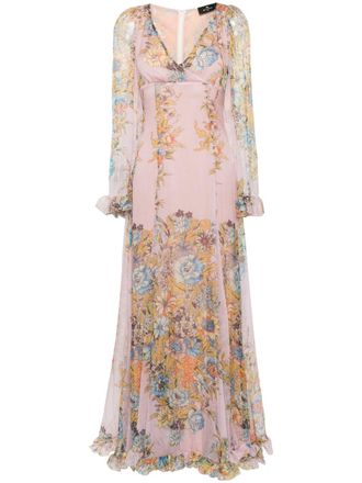 Etro robe longue &agrave; fleurs - Rose