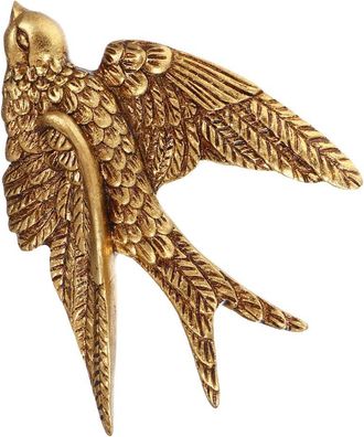 DOITOOL Wanddeko Vogel Wandskulptur Harz Retro Schwalben Golden Wandschmuck Wandkunst Büro Garten Zaun Wand Haustür Wohnzimmer Schlafzimmer Restaurant Cafe Pa