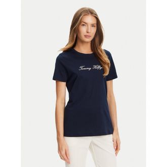Tommy Hilfiger T-Shirt Script WW0WW47210 Dunkelblau Regular Fit