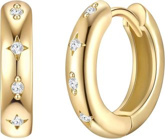 Glanzst&uuml;cke M&uuml;nchen Ohrringe - Sterling Silber Creolen Zirkonia - Gr. unisize - in Gold - f&uuml;r Damen