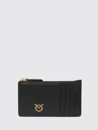 Pinko Porte-cartes plat en cuir avec logo Love Birds et fermeture zipp&eacute;e