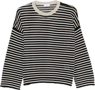 Brunello Cucinelli Femme, Pulls, Noir, Taille: 42 FR Pull ray&eacute; &agrave; col rond