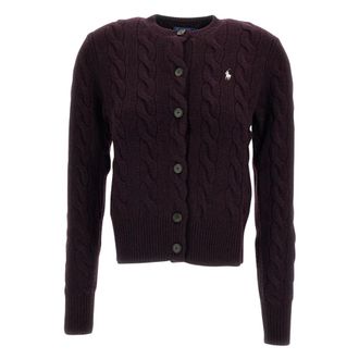 Polo Ralph Lauren Cardigan en maille torsad&eacute;e - Femme - Pulls - Violet - Taille: 36 FR