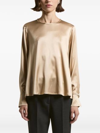 PESERICO blouse en soie à col rond - Tons neutres