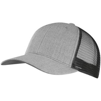 noTrash2003 Baseball Cap Trucker Cap Front und Schirm Heather Grey mit Mesh-Einsatz in Grau-Navy Unisex Basecaps in Einheitsgrösse Sport und Freizeit für Damen He