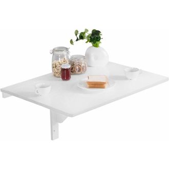 Costway Costway - Table de Cuisine Pliante Rabattable Bureau Murale Mural Meuble de Cuisine en Bois pour Salle &agrave; Manger Chambre, Salon Blanc