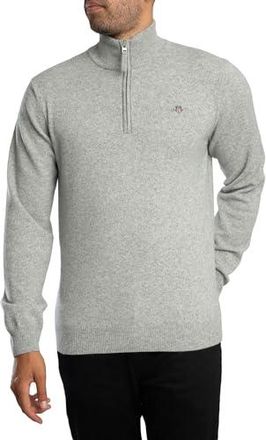 GANT Homme Tricot Demi-Fermeture &Eacute;clair en Laine dagneau Superfine, Grey Melange, XXL