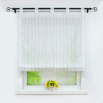 Joyswahl Voile Raffrollo Transparentes Raffrollo mit Moderne Druck »Luise« Schals mit Schlaufen Fenster Gardine BxH 80x140cm Grau 1 Stück