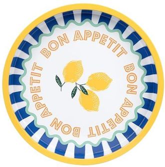 Talking Tables 1 großes rundes Serviertablett für Getränke und Snacks, dekoratives Zitronendesign, ideal für Sommerpartys & BBQ, aus Zinn, 31 cm