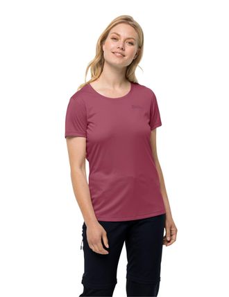 Jack Wolfskin Damen Tech W T Shirt Shortsleeve, Sangria Red, XS EU