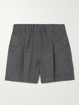 Brunello Cucinelli Short En Lin &Agrave; Plis - Gris