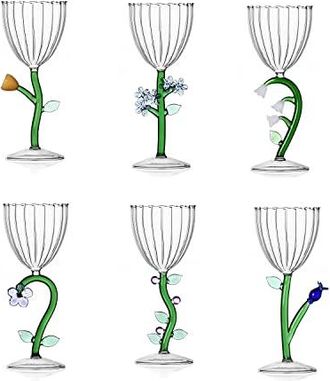 Ichendorf Botanica Lot de 6 verres optiques avec d&eacute;cor fleur