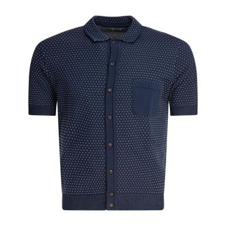 Rakk&igrave; Strick-Poloshirt mit Brusttasche - - Shirts - Herren - Blau - XL